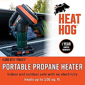 Heat Hog 4,000 BTU Portable Propane Radiant Space Heater, Indoor, Outdoor, Garage, Camping, Outdoor Sports, Boating, RVs, Angled Design, Gas Powered