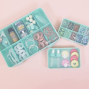 Craftelier - Mini Organizing Box with 10 Compartments for Scrapbooking and Craft Materials | Dimensions 14.6 x 9.1 x 3.2 cm (5.75“ x 3.6” x 1.25") - Transparent and Turquoise Color