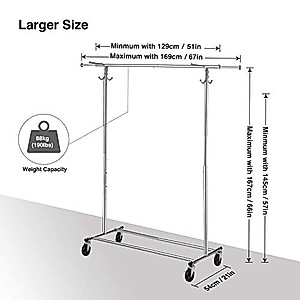 GREENSTELL Garment Rack with PVC Cover on Wheels (Standard Size) + Garment Rack with PVC Cover on Wheels (Lager Size), Heavy Duty Adjustable Clothing Rack with Extendable Hanging Railand Two Hooks
