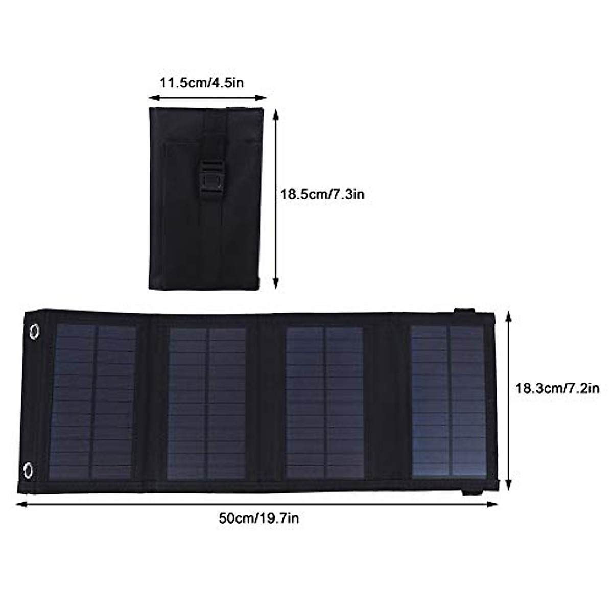Outdoor Black Solar Panel Charger, 10W 5.5V Lightweight Portable Folding Charger Board Waterproof Emergency Solar Charger Mobile Power Supply, with Carabiners, for Mobile Phones, Travel, Camping