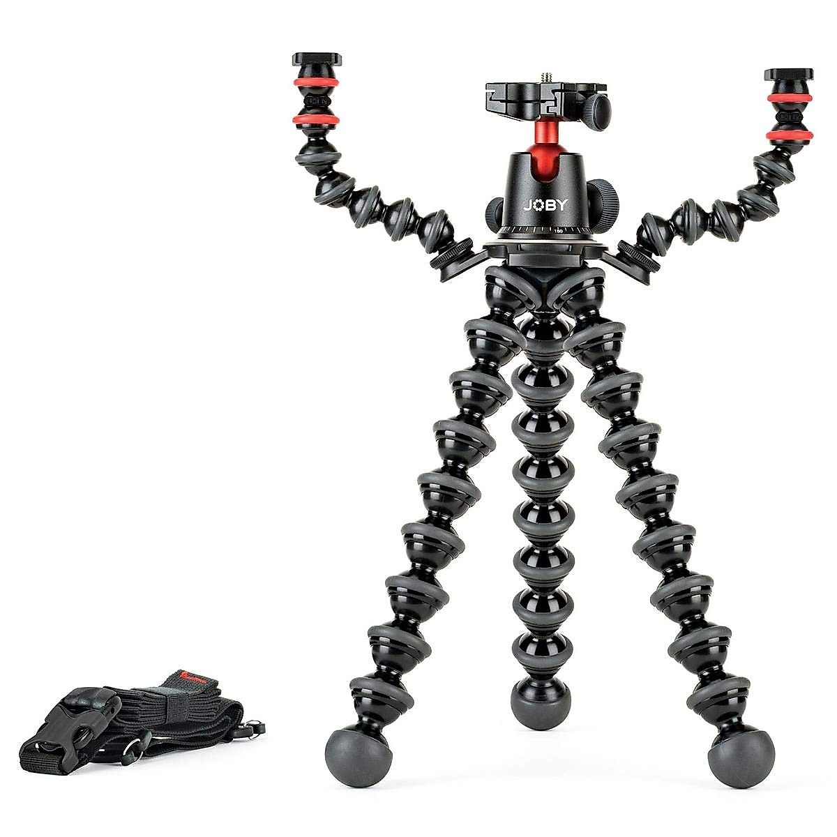 JOBY GorillaPod 5K Kit + Rig Upgrade, Professional Tripod Stand with Ball Head for DSLR or Mirrorless Cameras with Lens (up to 11lbs/5kg) Black/Charcoal Bundle with 64GB SD Card, Cloth
