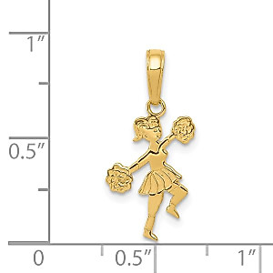 IceCarats 14K Yellow Gold Cheerleader Pom Poms Necklace Cheerleading Charm Sports Pendant 23mm x 10mm Only
