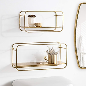 Kate and Laurel Emerline Midcentury Shelf Set, Set of 2, Gold, Decorative Modern Shelves for Storage and Display