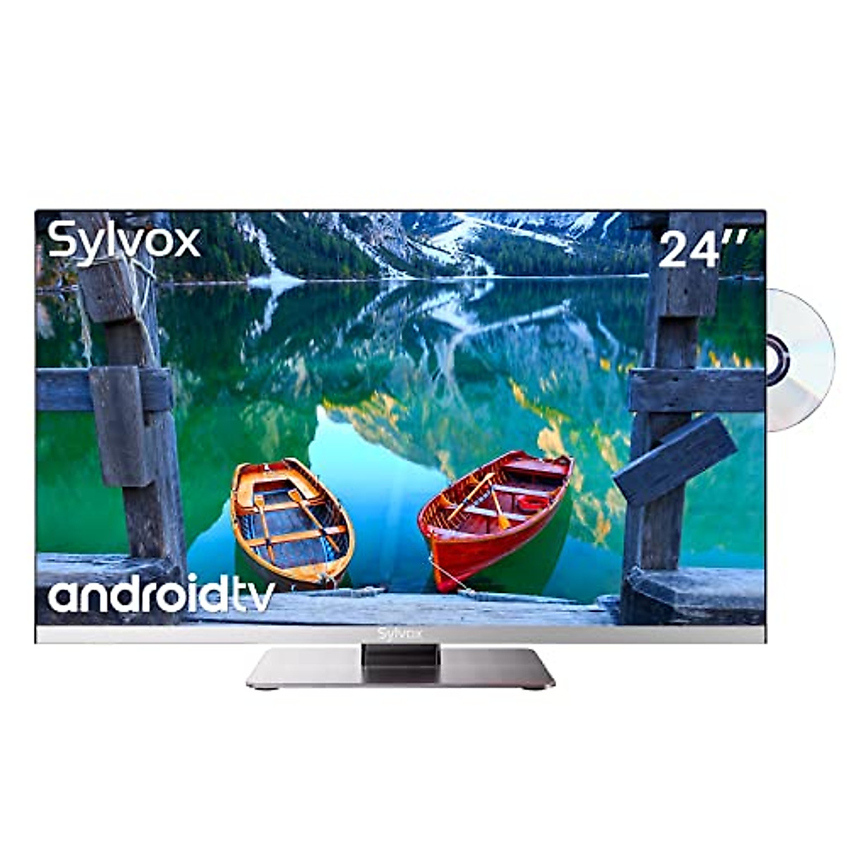 SYLVOX 24 Inch TV 12 Volt Smart TV FHD 1080P Digital Video Disc Player Built-in ARC CEC WiFi Wireless Connection Support, Suitable for RV Camper Kitchen Bedroom Boat(Limo Series),Black