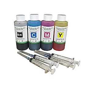 VC Premium Black & Tri-Color Ink Refill for HP 67/65/64/63/62/61/60 and 60XL/61XL/62XL/63XL/64XL/65XL/67XL 4X100ml Bottles (BKCMY)