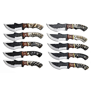 Whole Earth Supply D2 Tracker Hunting Knife Large Knives Survival Skinning Hammered Sheath Steel