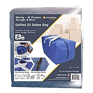 25 Gallon Quilted Moving and Storage Bag. 22" x 10" x 8". Moving Bag with Reinforced Handles and Zippers. Great for Moving and Storing Clothes, Art Supplies, School Supplies and More.