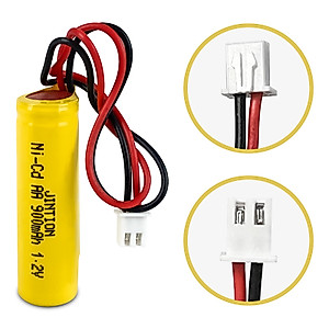 JINTION 1.2V 900mAh Rechargeable AA NiCD Batteries Replacement Battery for AA 900mAh Emergency/Exit Light/Fire Exit Sign, 2 Pack