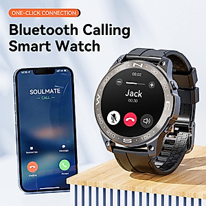 Smart Watches For Men,Women 1.43'' Bluetooth Smart Watch for Android & iOS Full Touch Screen, Blood Oxygen Heart Rate Sleep Monitor Activity Tracker, IP68 Waterproof, Outdoor Fitness Watch (Black)