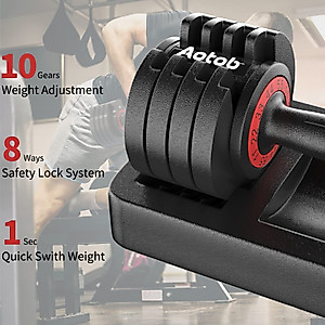 ACCPO Adjustable Dumbbells Set,55LB Single Dumbbell,Fast Adjustment Weight Dumbbell by Turning Handle,Strength Training Dumbbell with Tray Suitable for Men Women Full Body Exercise (55LBS)