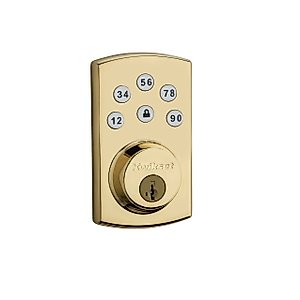 Kwikset Powerbolt Keyless Electronic Door Lock 5-Button Keypad, With Keyed Entry Deadbolt, Featuring SmartKey Security Re-Key Technology in Polished Brass