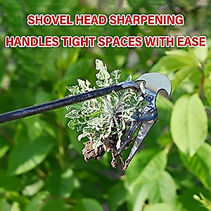 Amposei Weeding Artifact Uprooting Weeding Tool, Multifunctional Weeder, Hand Weeder Tool, 4 Teeth Stand Up Weed Puller Tool with Handle for Garden Yard Farm Weed Removal (20in, Metal Handle)