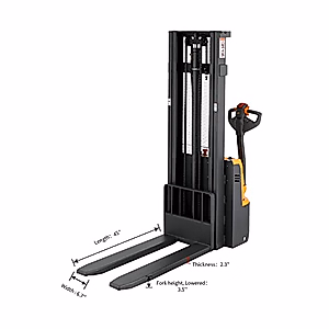 APOLLO Full Electric Walkie Pallet Stacker Powered Forklift with Fixed Legs 2200lbs Capacity 98''Lifting Height Material Lift for EU Pallet