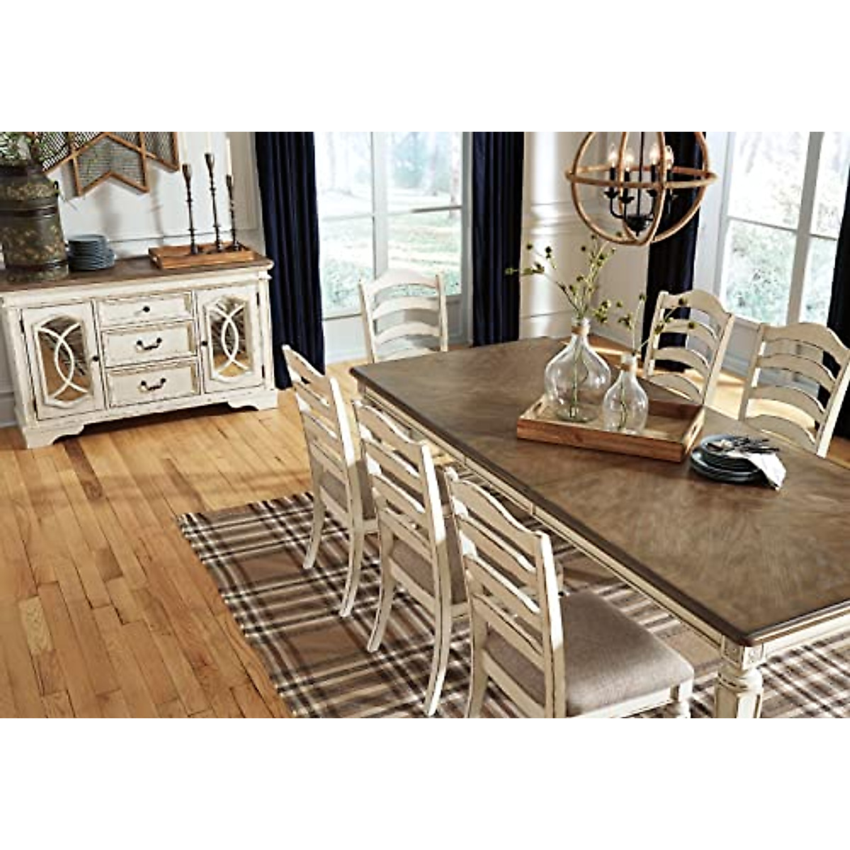 Signature Design by Ashley Realyn French Country Dining Extension Table, Seats up to 8, Chipped White