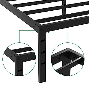 Meberam 18 Inch Twin Size Metal Platform Bed Frame Heavy Duty Mattress Foundation Support No Box Spring Need, Black