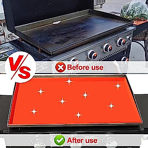 28 inch Griddle Cover, Griddle Mat for Blackstone Grill, 28" Silicone Protective Buddy Mat Cover, Heavy Duty Waterproof for Any Blackstone Griddle Outdoor Cooking & BBQ -Orange