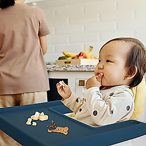 Full Cover Silicone Placemat for IKEA Antilop Baby High Chair, Dishwasher Safe, BPA Free High Chair Tray Accessories for Toddler and Babies (Navy Blue)