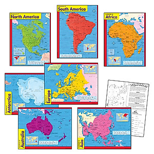 TREND enterprises, Inc. T-38930 Continents Learning Charts Combo Pack, Set of 7