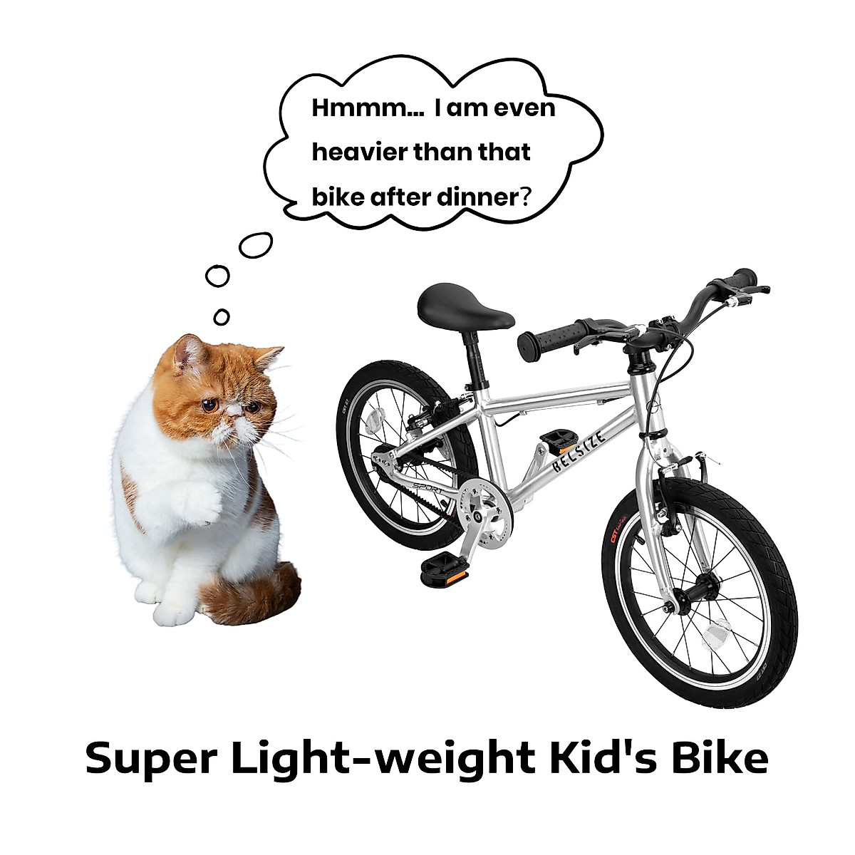 A11N SPORTS BELSIZE 16-Inch Belt-Drive Kid's Bike, Lightweight Aluminium Alloy Bicycle(only 12.57 lbs) for 3-7 Years Old