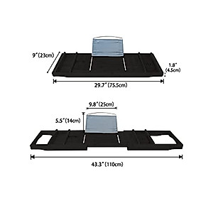 ZHTYRE Bathtub Tray Bathtub Shelf Extendable Bathtub Shelf with Bamboo Bookshelf and soap Tray 1 or 2 Person Bath and Bed Tray (Black) (Black)