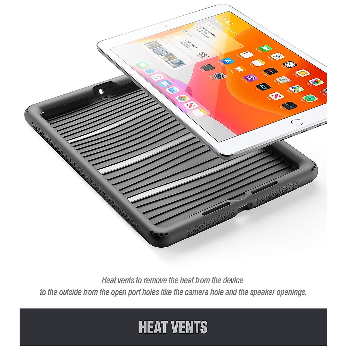 Poetic TurtleSkin Case Designed for iPad 10.2 9th Generation (2021) / 8th Generation (2020) / 7th Generation (2019), Heavy Duty Shockproof Kids Friendly Silicone Case Cover, Black