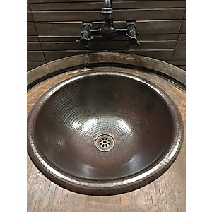 SimplyCopper 15" Round Drop In Rolled Edge Copper Bathroom Sink