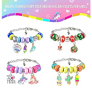 BDBKYWY Girls Charm Bracelet Making Kit - Kids Unicorn Jewelry Supplies Make Set DIY Art Craft Set Birthday Gifts for 3 4 5 6 7 8 Year Old Girl Toys Age 6-8