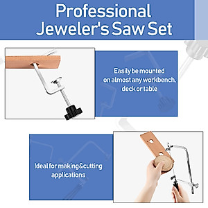 Jewelers Tools Set Including Jeweler Saw Frame Bench Pin Clamp Diamond Needle File Wooden Ring Clamp and Ring Sizer Mandrel Measuring Tool Jeweler's Mallet Hammer Stick for Jewelry Making