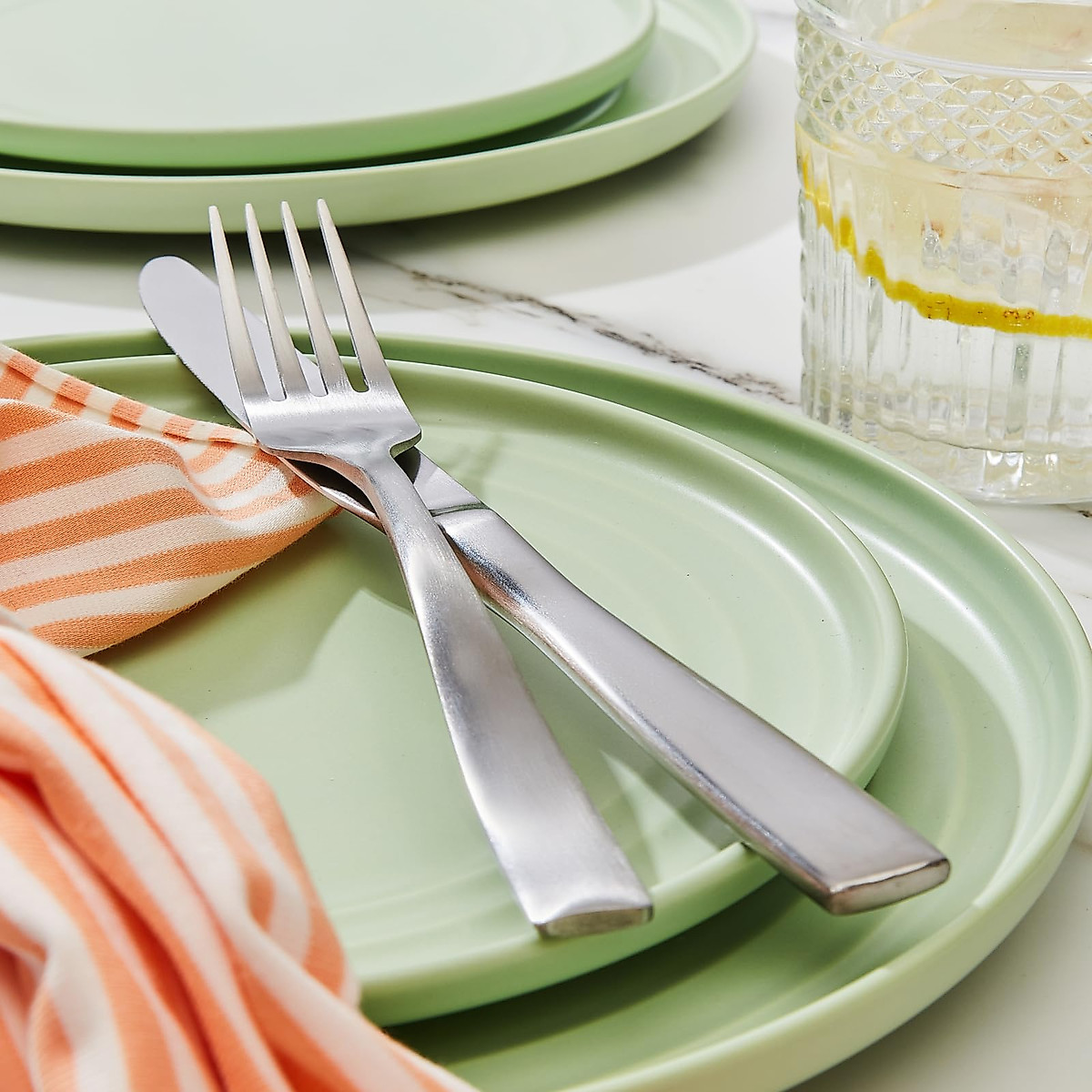 HIKAA 20PCS Extra Thickness Satin Loft Heavy Duty Silverware Set Stainless Steel Flatware Set, Service for 4, Matte Satin Polished Cutlery Set, Dishwasher Safe