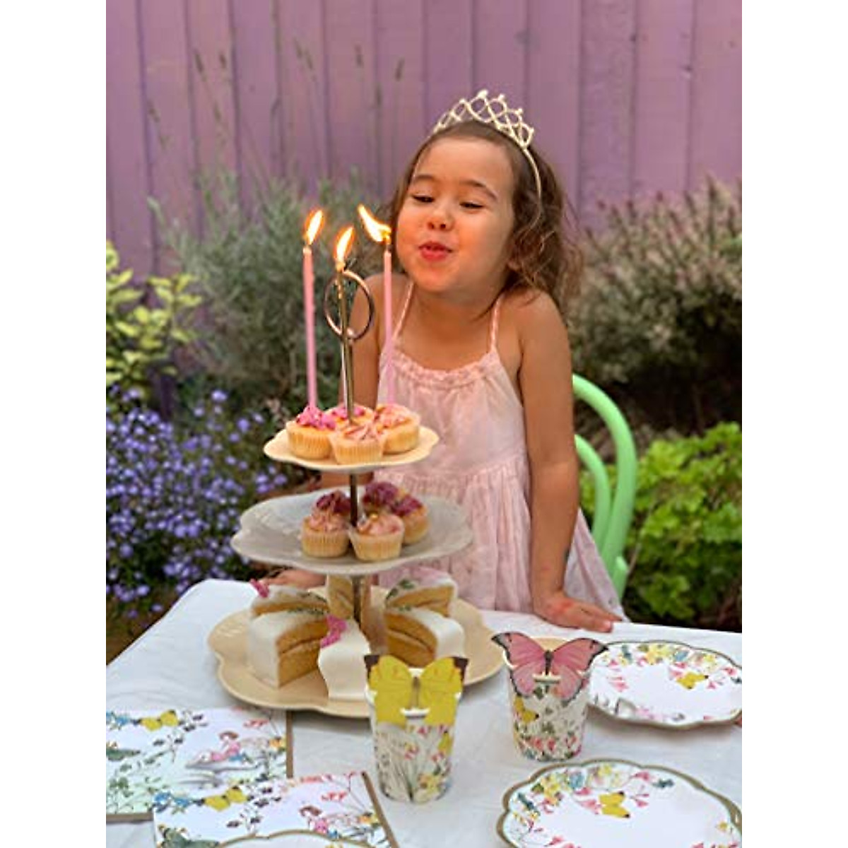 Talking Tables Pink Tiara Wand Set Perfect for Girls Birthday, Baby, Bridal Shower, Pretty Princess, Fairy, Butterfly Party, B, One Size