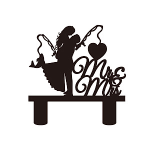 Fishing Wedding Cake Topper,Fishing Funny Mr & Mrs, Bride and Groom Wedding Party Decoration —Fishing