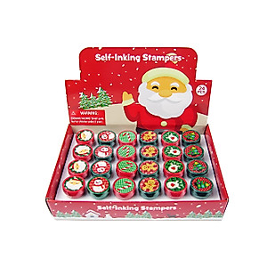 Tiny Mills 24 Pcs Christmas Holidays Stampers for Kids Party Favors, Christmas Stocking Stuffers, Pinata Fillers, Toddler Kids Crafts, Goody Bag Filler, Party Toys, Classroom Rewards Carnival Prizes