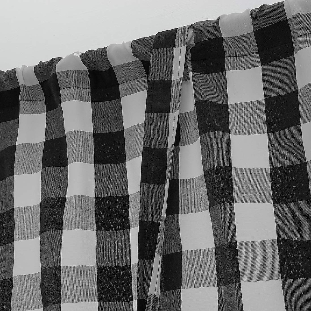 JAIJY Buffalo Check Plaid Balloon Drape Gingham Shade Tie Up Roman Valance Rod Pocket Classic Window Treatment Semi Blackout Curtains for Small Window Farmhouse Kitchen, 1 Panel, 63" Long, Black