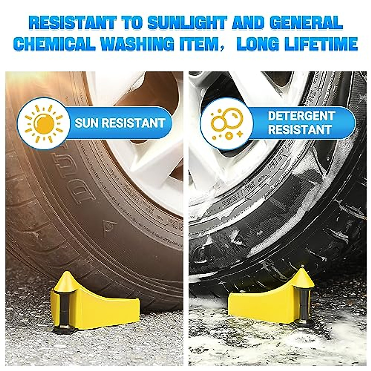 SHINEHOME 4 Pcs Car Hose Guide, Car Detailing Cleaning Tools Hose Guides for Car Washing, Tire Hose Roller Preventing Car Wash Hose Stuck Under The Tires, for All Types of Wheels (Yellow)