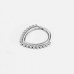 FANSING 316L Surgical Steel Septum Jewelry 16g Septum Rings for Women Teardrop Septum Clicker Silver Septum Ring 16 Gauge 8mm Beaded Daith Piercing Jewelry Triangle Septum Ring