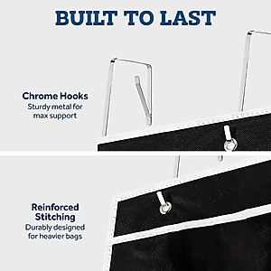 ZOBER Purse Organizer For Closet - Over The Door Purse Organizer W/ 6 Pockets for Easy Purse Storage - Durable Metal Hooks - Purse Rack W/Clear Pockets - Black (2 Pack)