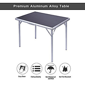 REDCAMP Aluminum Folding Table for Camping, Lightweight Portable Picnic Table with Collapsible Legs and Handle, Great for Outdoor Indoor, Gray 3ft