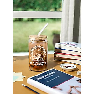 NewEleven Christmas Gifts For Book Lovers - Book Lovers Gifts For Women - Book Themed Gifts for Readers, Librarians, Bookaholics - Birthday Gifts For Women, Her, Best Friend – 16 Oz Coffee Glass