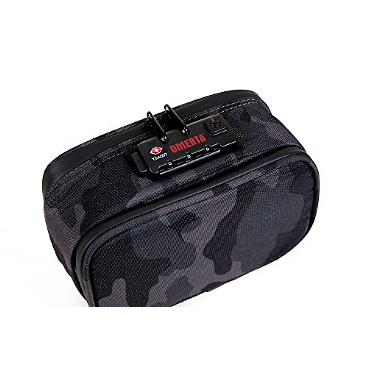 DIME BAGS Omerta Goodfella with Lock | Carbon Filter Locking Padded Pod | Activated Carbon Technology and TSA-Approved Combination Lock (7 inch, Camo)