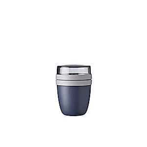 Mepal, Lunchpot Mini with 2 Interchangeable Lids, a Detachable Small Storage Container for Nuts or Fruit, Portable, BPA Free, Nordic Denim, 3.6 inch Diameter, 1 Count