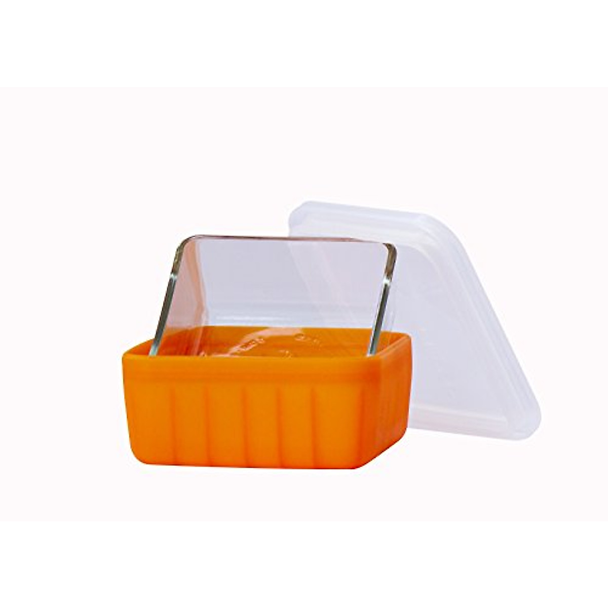 Frego Award-Winning Plastic-Free Glass and Silicone Food Container | 4 Cups | Orange