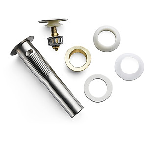 Rockgoya Bathroom Sink Drain,Drain Stopper Bathroom Sink with Overflow,Pop Up Drain Assembly with Detachable Strainer Basket,Built-in Anti-Clogging Strainer,Stainless Steel Brushed Nickel