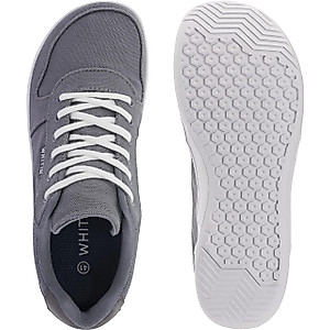 WHITIN Extra Wide Toe Box Barefoot Sneakers for Men Minimalist Minimus Zero Drop Sole Shoes Size 9.5 Width Fit 9.5W Walking Breathable Grey White 43