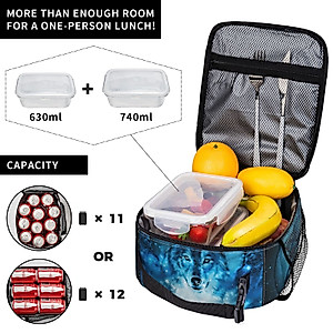 3D Forest Wolf Lunch Box Insulated Food Container Meal Bag Lunch Bag For Teen Boys Girls Men Women School Work Travel Picnic