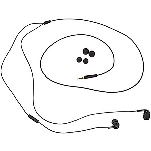 Amazon Basics In-Ear Wired Headphones, Earbuds with Microphone, Black