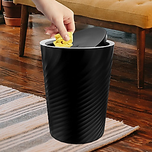 ABOOFAN Trash Can with Swing Lid 10L Plastic Wastebasket Garbage Container Waste Bin for Kitchen Bathroom Bedroom Office Under Desk