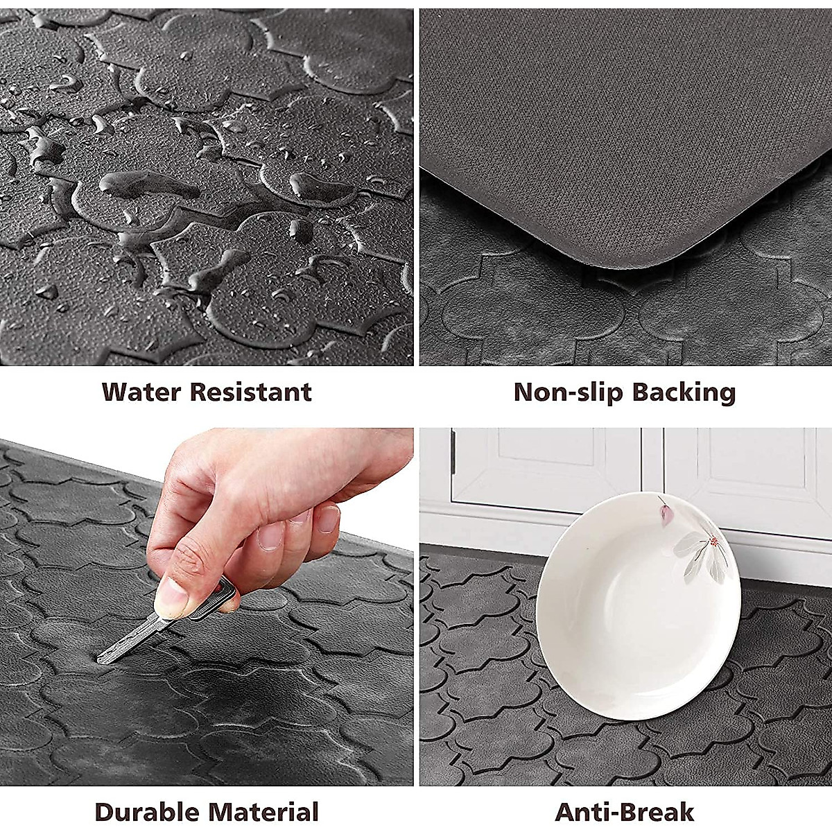 WISELIFE Kitchen Mat Cushioned Anti Fatigue Floor Mat,Thick Non Slip Waterproof Kitchen Rugs and Mats,Heavy Duty Foam Standing Mat for Kitchen,Floor,Office,Desk,Sink,Laundry (17.3"x28"+17.3"x60")