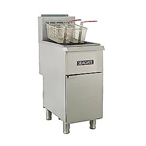 SEAGATE, SGF-40/50LP, Commercial Restaurant Gas Fryer, Stainless Steel, Propane (LP) Gas, 45 to 50-lb., 4-Burner, 120,000 BTU, 400° Temp Limit