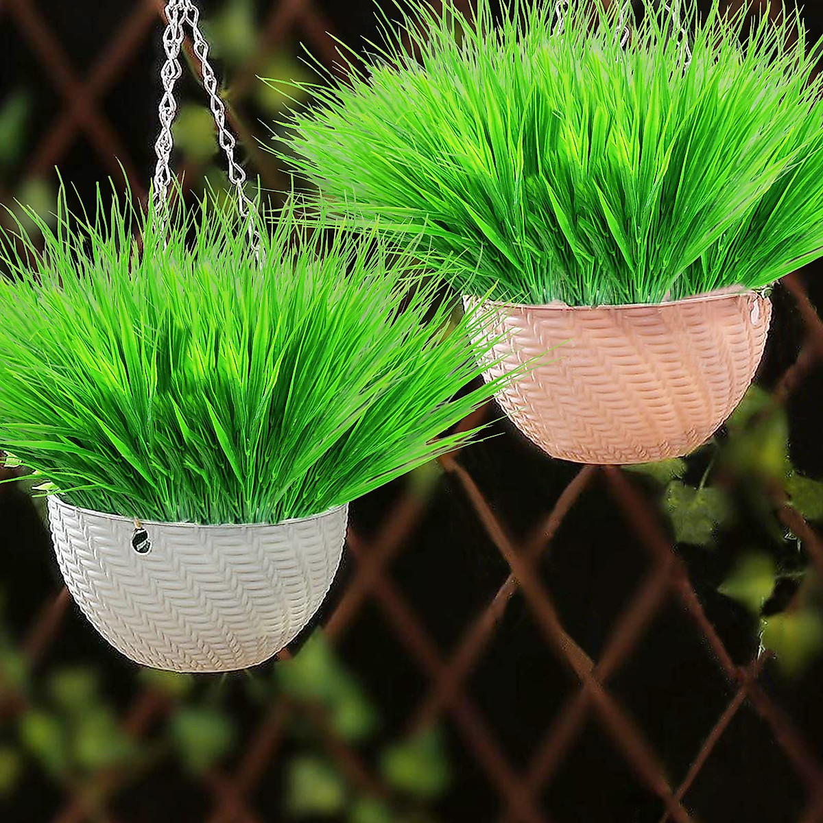 SCNBAORE Artificial Wheat Fake Tall Grass - 8 Bundles Artificial Grass Outdoor UV Resistant, No Fade Faux Plastic Plants for Indoor Outdoor Window Home Garden Decoration