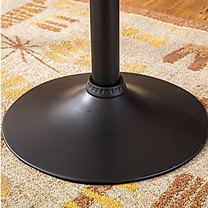 Roundhill Furniture Belham Black Square Top Adjustable Height with Black Leg and Base Metal Bar Table and 2 Swivel Black Bonded Leather Adjustable Bar Stool Bar Sets